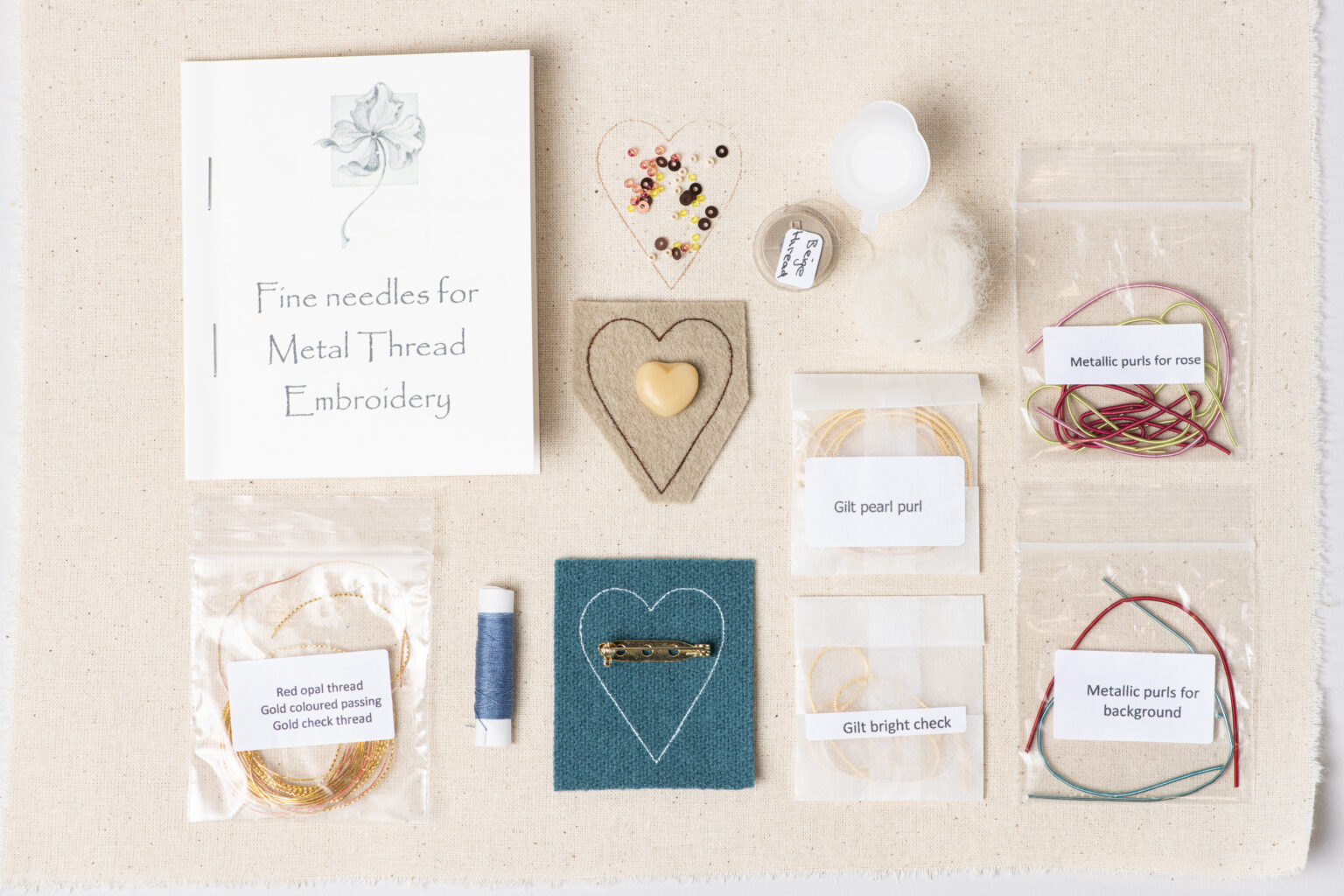 Embroidered Heart Brooch – Goldwork Master Class & Kit from Toye ...