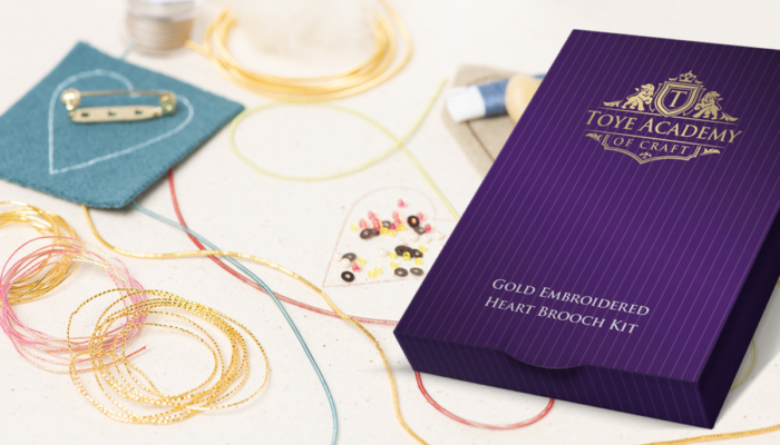 Embroidered Heart Brooch – Goldwork Master Class & Kit from Toye ...